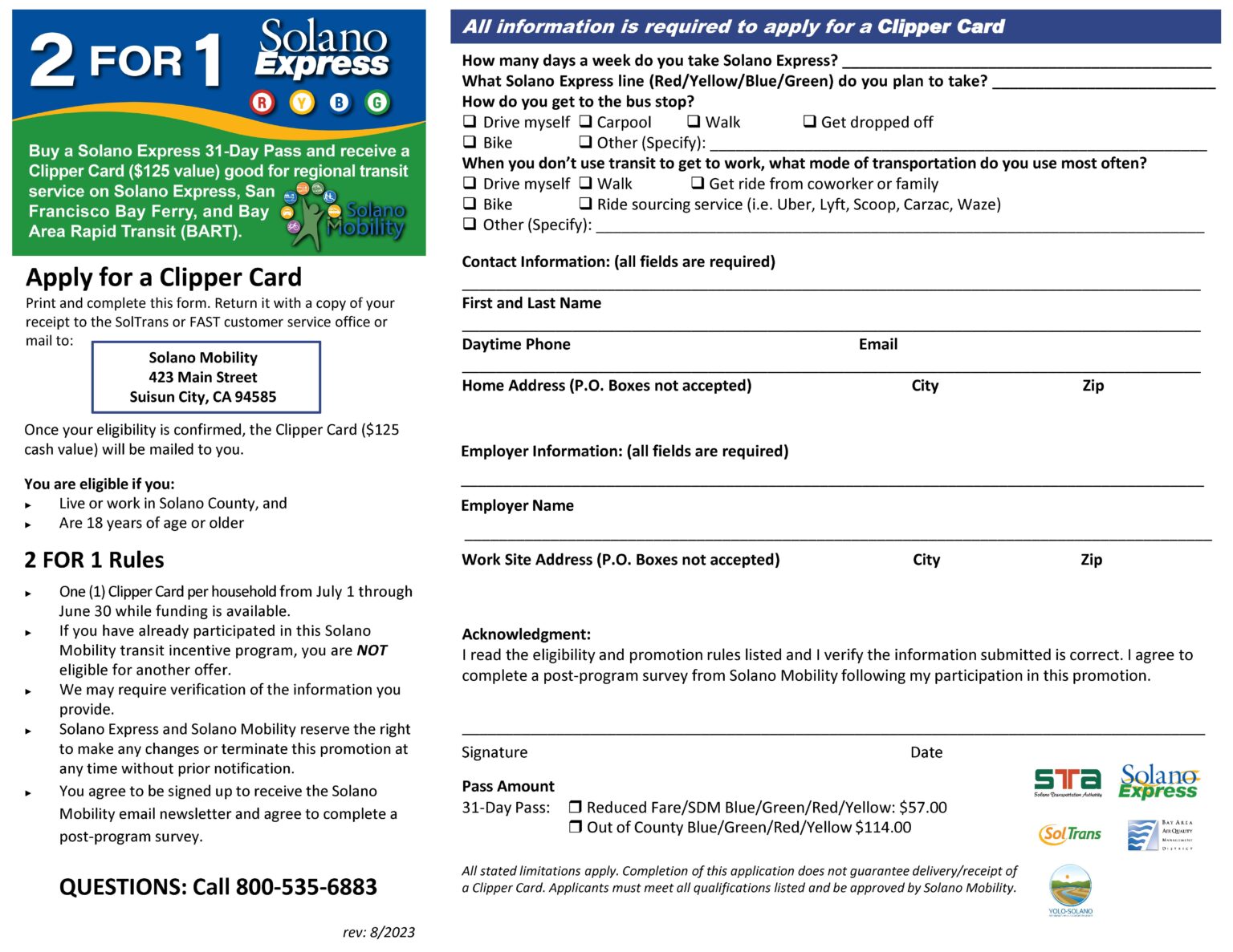 Solano Mobility | Solano Express 2 for 1 Promotion