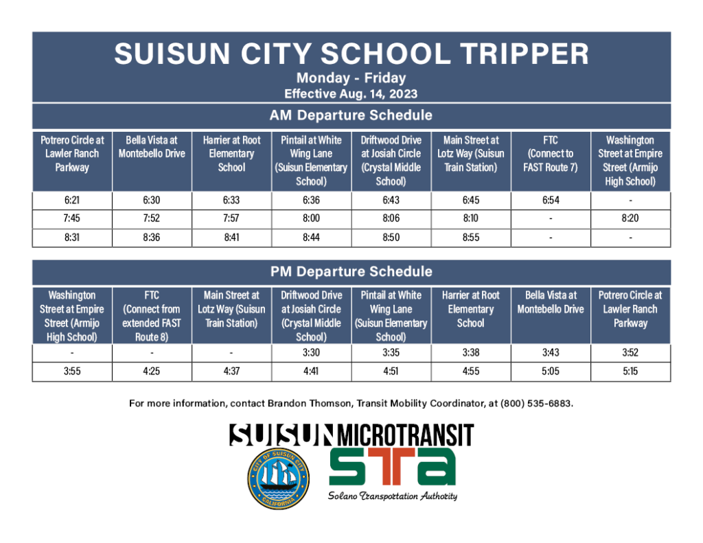 Solano Mobility | Suisun City School Tripper