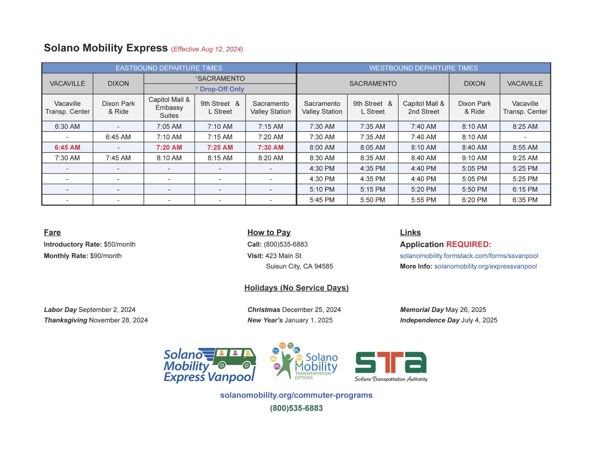 Solano Mobility | Solano Mobility Express Vanpool Pilot Program