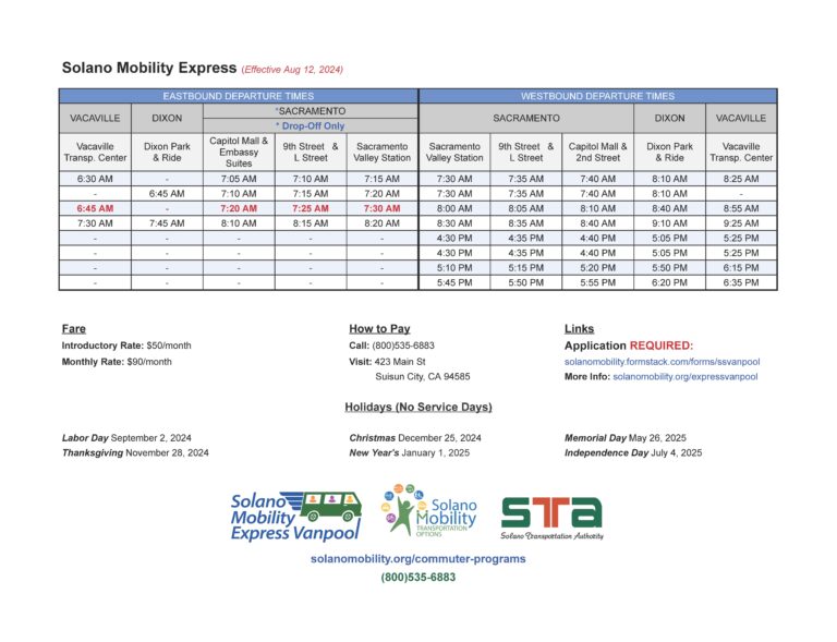 Solano Mobility | Commuter Programs